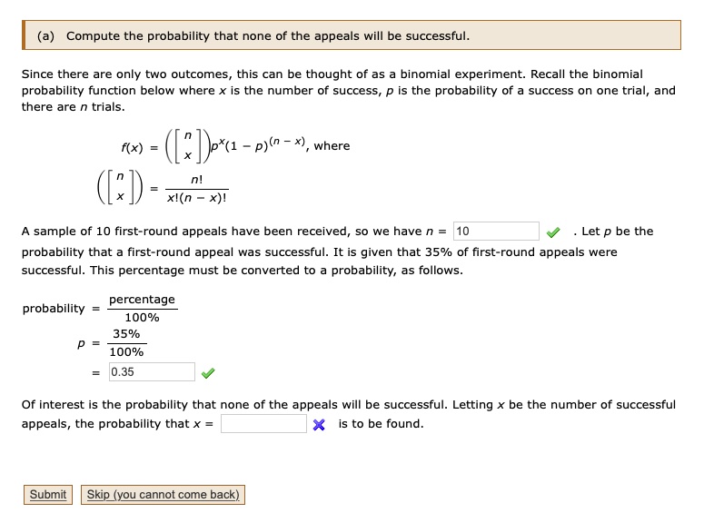 a compute the probability that none of the appeals will be successful ...