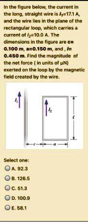 SOLVED: In the figure below, the current in the long, straight wire is 17.1A, and the wire lies ...