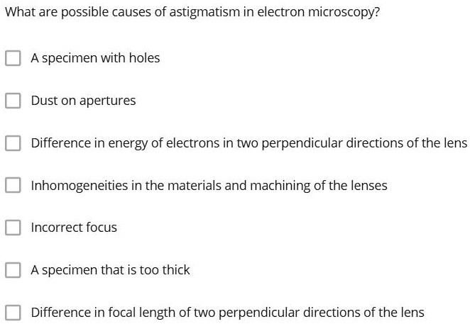what are possible causes of astigmatism in electron microscopy a ...