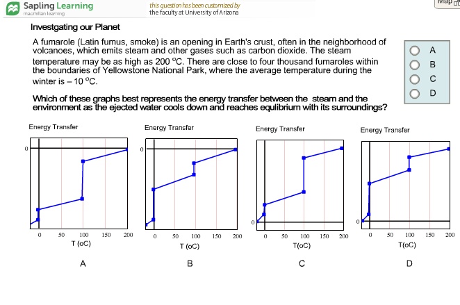 Sapling Learning macmillan learning Investgating our Planet this question has been customized by ...