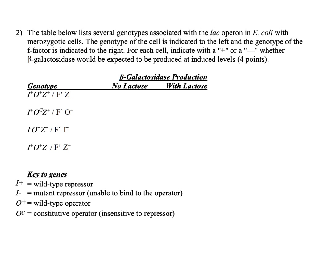 SOLVED:2) The table below lists several genotypes associated with the ...