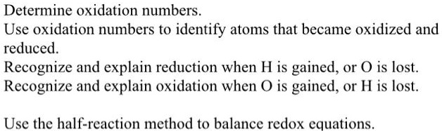 SOLVED: Determine oxidation numbers Use oxidation numbers to identify atoms that became oxidized ...
