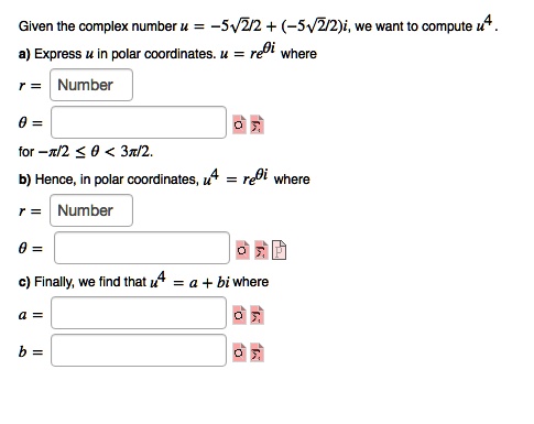SOLVED: Given the complex number Svin (Svzn)i, we want tO compute a) Express in polar ...