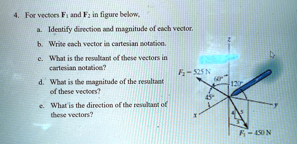 4 for vectors f1 and f2 in figure below a identify direction and ...