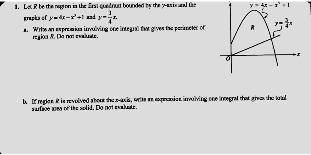 SOLVED:Let R be the region in the first quadrant bounded by the y-axis and the graphs of y= 4r-x ...