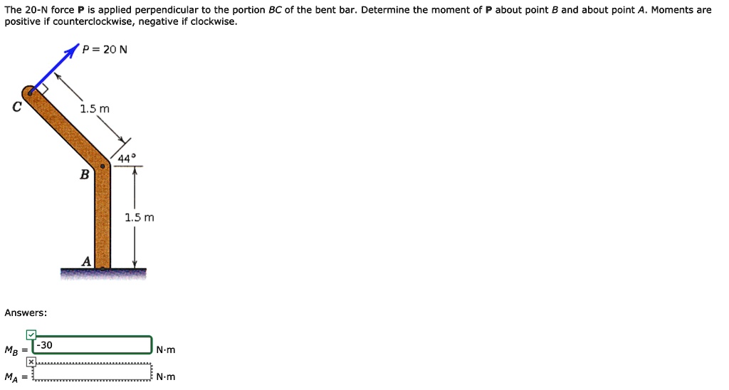 the 20 n force applied perpendicular to the portion bc of the bent bar ...