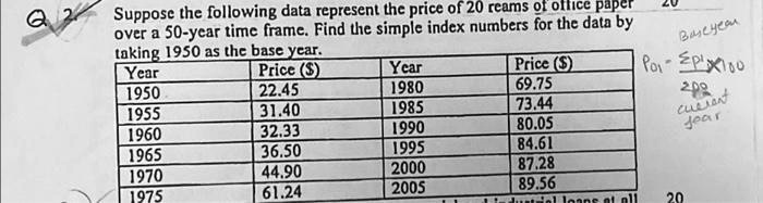 Suppose the following data represent the price of 20 reams...