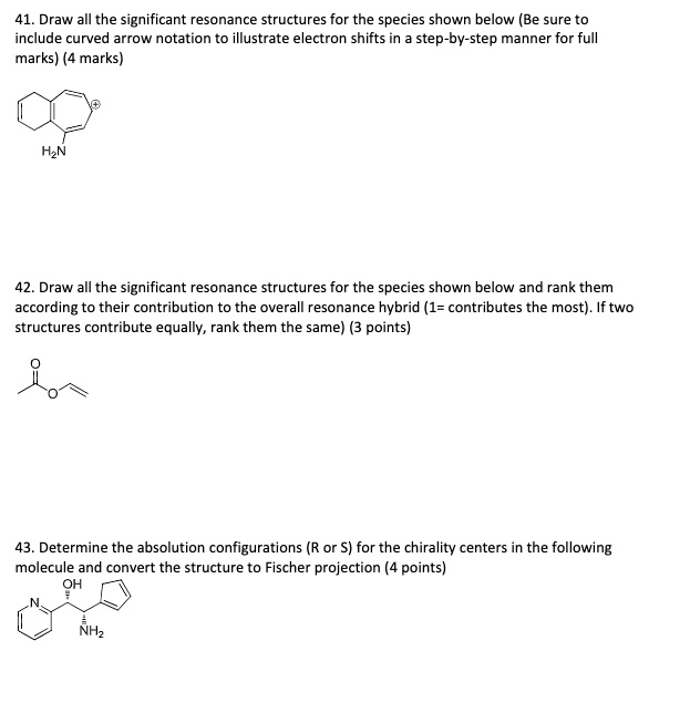 SOLVED: Draw all the significant resonance structures for the species shown below (Be sure to ...