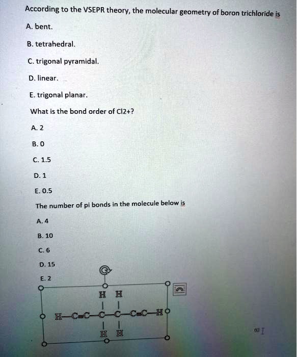 SOLVED: According to the VSEPR theory, the molecular geometry of boron ...