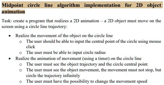 Java Programming Language Task Midpoint Circle Line Algorithm Implementation For 2d Object 