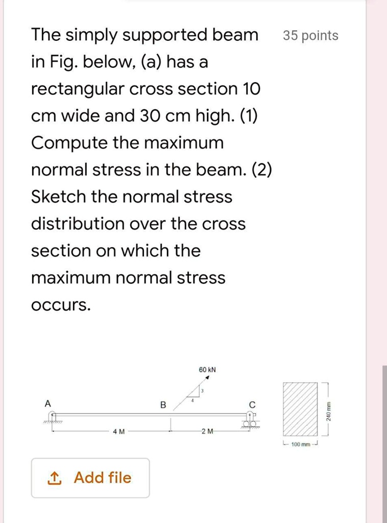 SOLVED: The simply supported beam 35 points in Fig: below; (a) has a ...