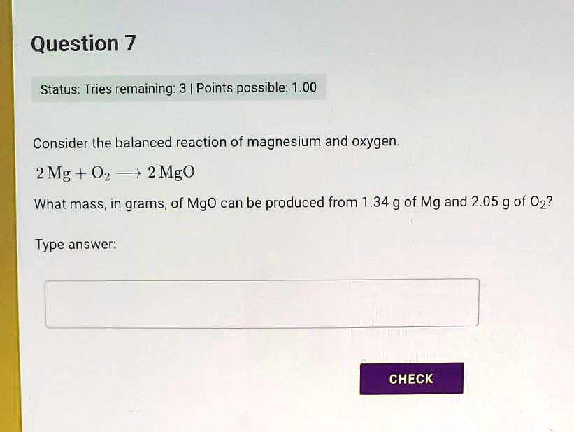 SOLVED: Question 7 Status: Tries remaining: 3 Points possible: 1.00 ...