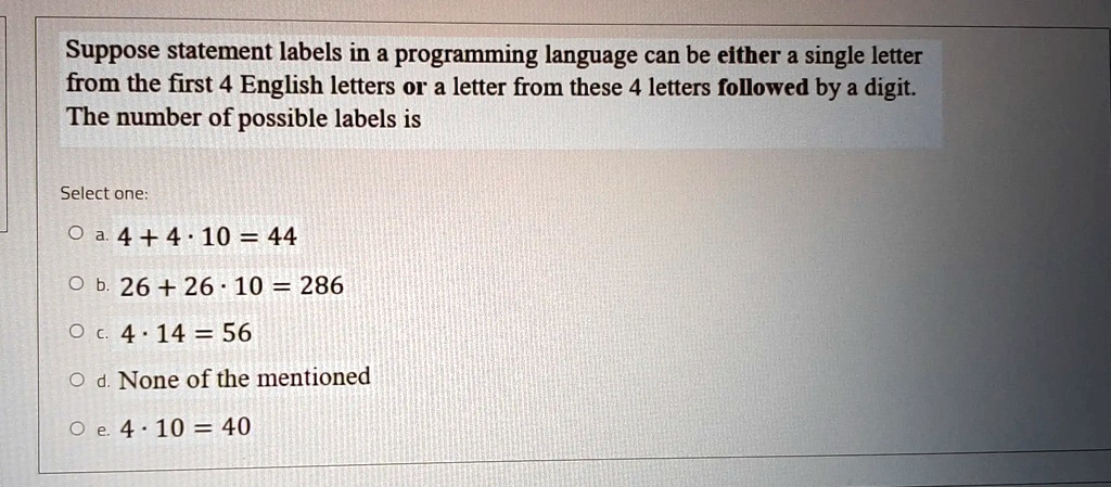 Solved Suppose Statement Labels In A Programming Language Can Be Either Single Letter From The 
