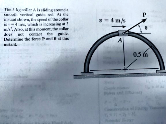 The 5-kg collar A is sliding around a smooth vertical guide rod. At the ...