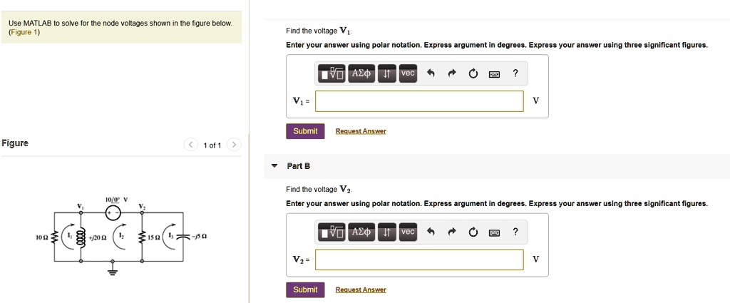 SOLVED: Use MATLAB to solve for the node voltages shown in the figure below (Figure 1). Find the ...