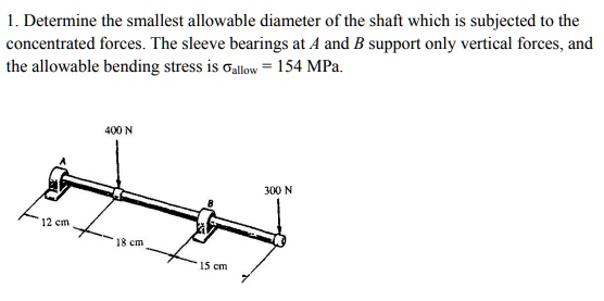 1. Determine the smallest allowable diameter of the shaft which is ...