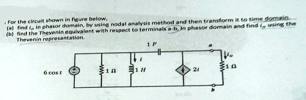 for the circuit shown in the figure below a find io in phasor domain by using nodal analysis ...