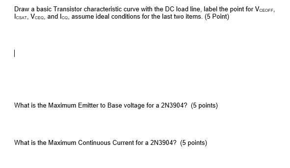 SOLVED: Draw a basic transistor characteristic curve with the DC load line, label the point for ...