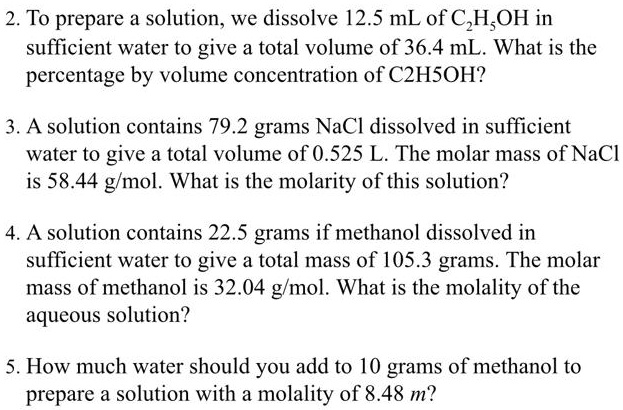 SOLVED: Kindly answert it correctly with its complete solution🙏 2.To prepare a solution,we ...