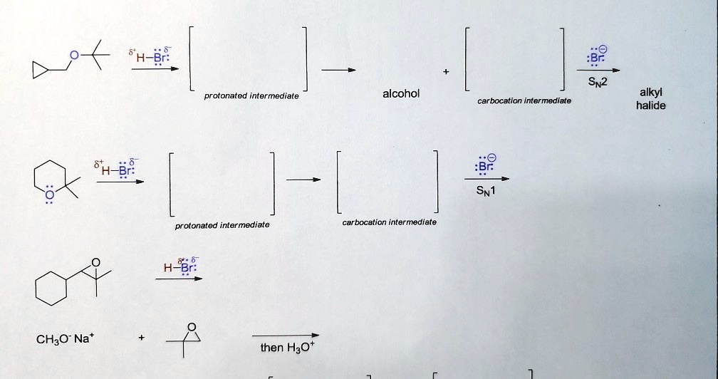 h br sn2 carbocation intormodiato protonatod intermediate alcohol alkyl ...