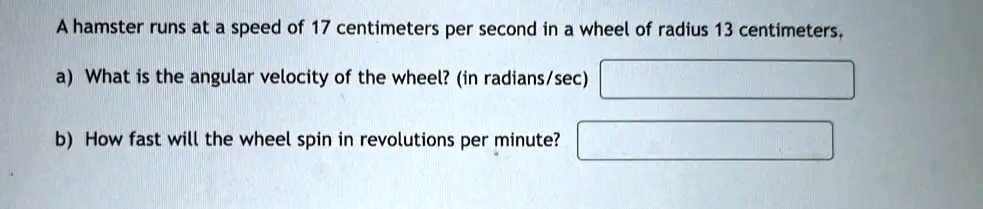 SOLVED: A hamster runs at a speed of 17 centimeters per second in a ...