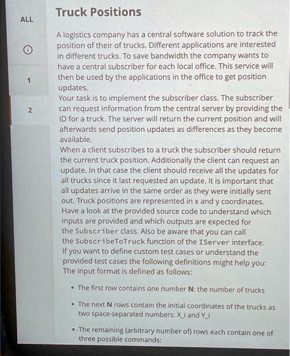 SOLVED: I need Python code for this question: ALL Ⓡ 1 2 Truck Positions A logistics company has ...