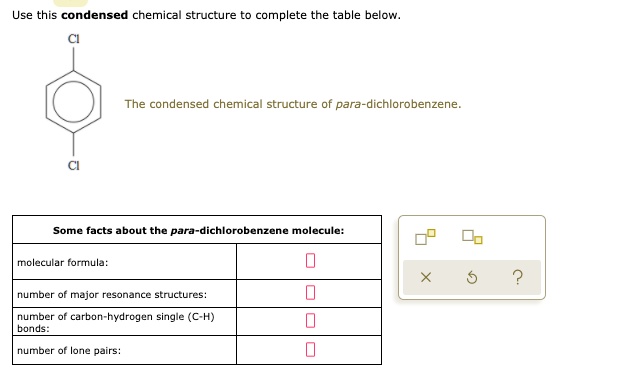 Use this condensed chemical structure to complete the table...