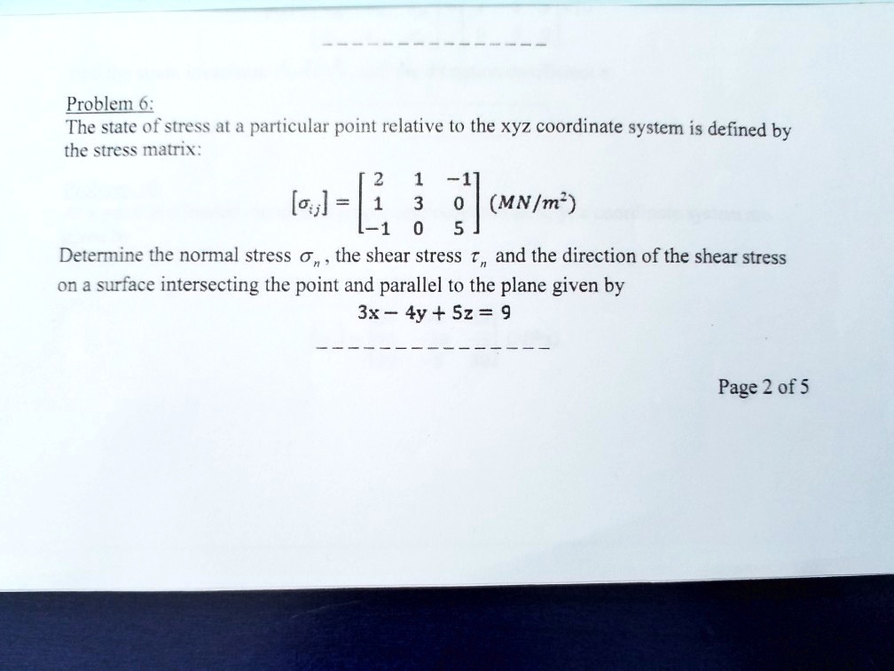 Problem 6: The state of stress at a particular point relative to the ...