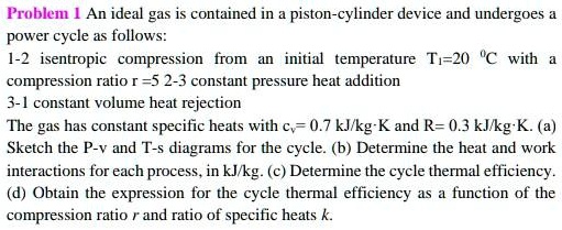 SOLVED: THERMODYNAMICS-II Problem I: An ideal gas is contained in a ...