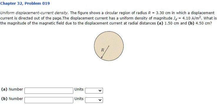 SOLVED: Chapter 32, Problem 019 Uniform displacement current density ...