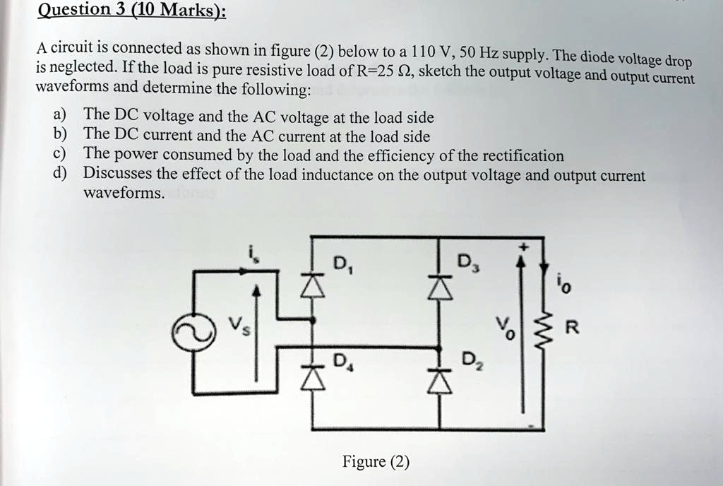 SOLVED: Q3) A circuit is connected as shown in figure (2) below to a 110 V, 50 Hz supply. The ...