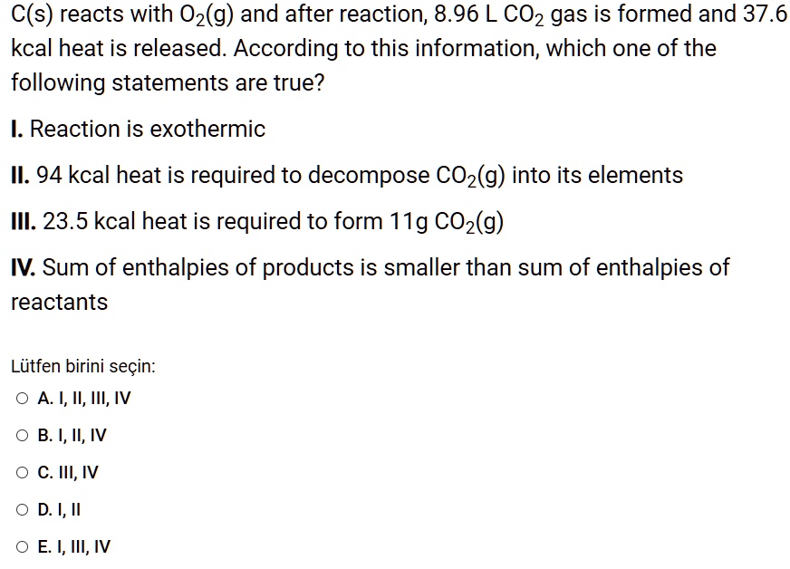 SOLVED: C(s) reacts with Oz(g) and after reaction, 8.96 L COz gas is ...