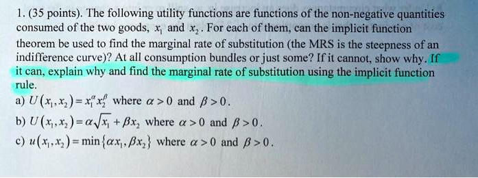 SOLVED: The following utility functions are functions of the non ...