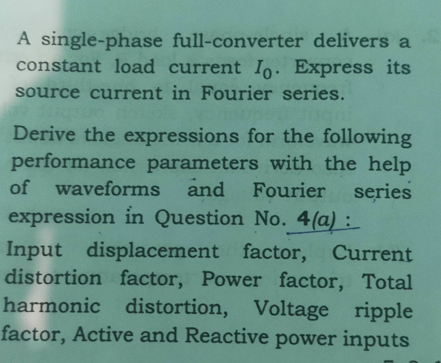 SOLVED: A single-phase full-converter delivers a constant load current I0. Express its source ...