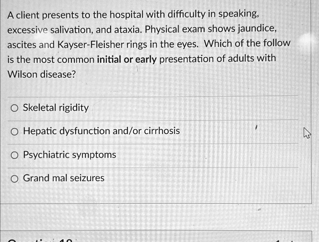 SOLVED: A client presents to the hospital with difficulty in speaking ...