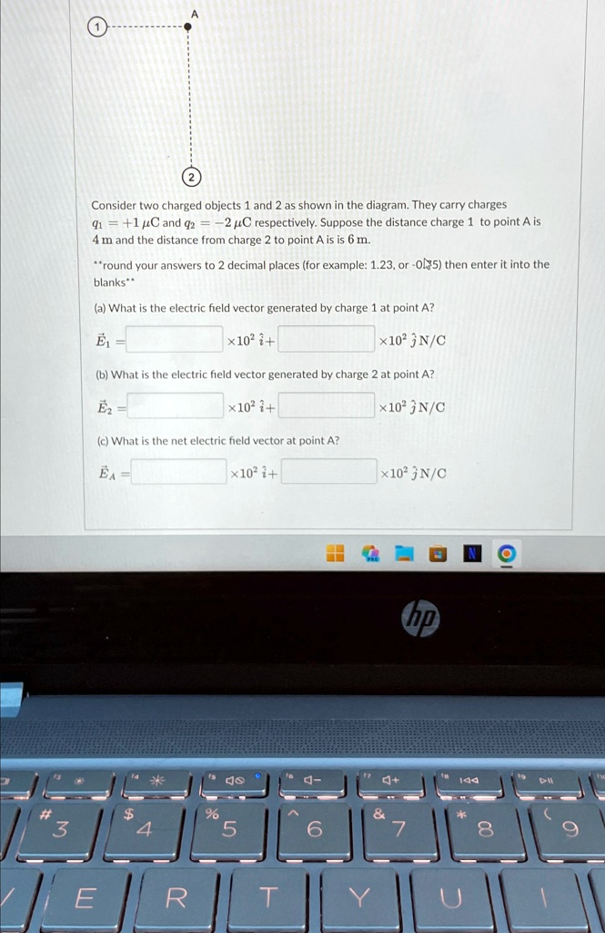 SOLVED: Consider two charged objects 1 and 2 as shown in the diagram ...