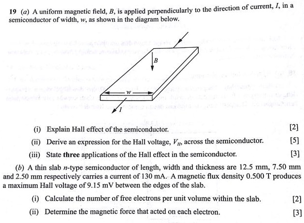 semiconductor of widthwas shown in the diagram below iexplain hall ...