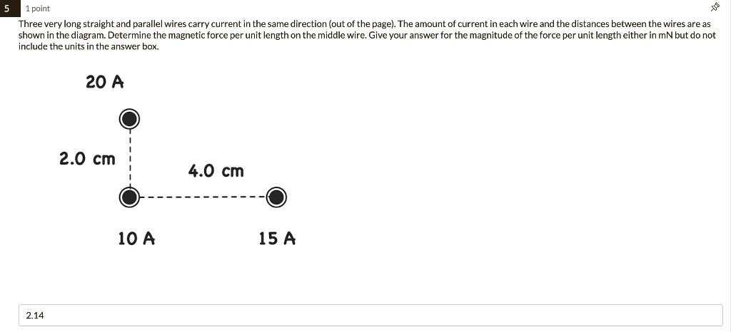 SOLVED: Point Three very long straight and parallel wires carry current in the same direction ...