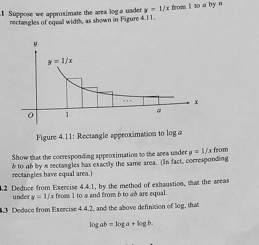 1x from 1 to a by n 1 approximate the area log under y suppose we ...