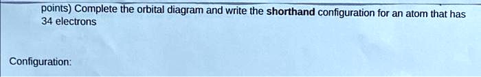 SOLVED: points) Complete the orbital diagram and write the shorthand ...