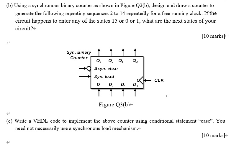 Solved B Using A Synchronous Binary Counter As Shown In Figure Q2b Design And Draw A 3112