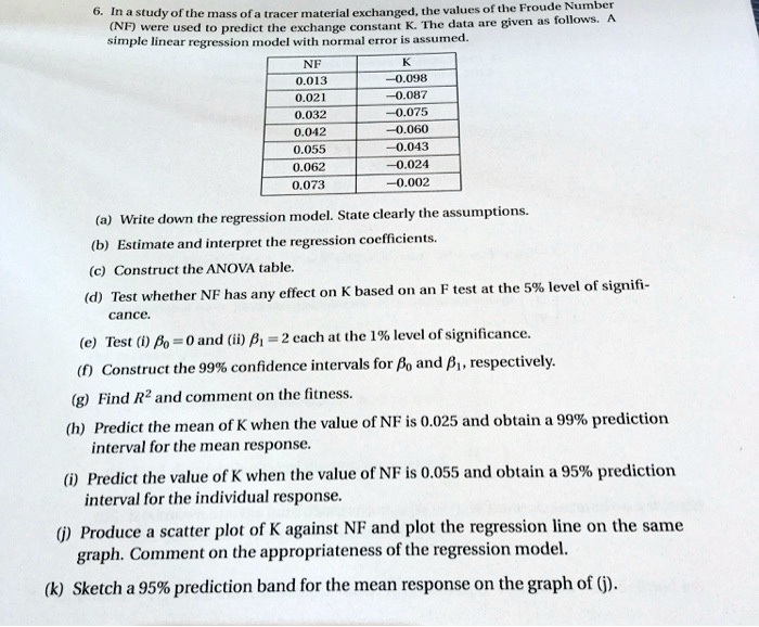 SOLVED: In a study of the mass of a tracer material exchanged, the values of the Froude Number ...