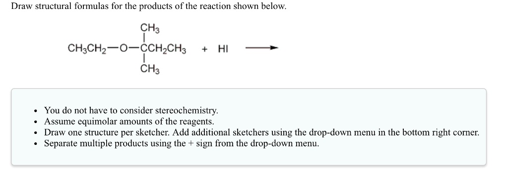 SOLVED:Draw structural formulas for the products of the reaction shown below: CH3 CH_CHz~O ...