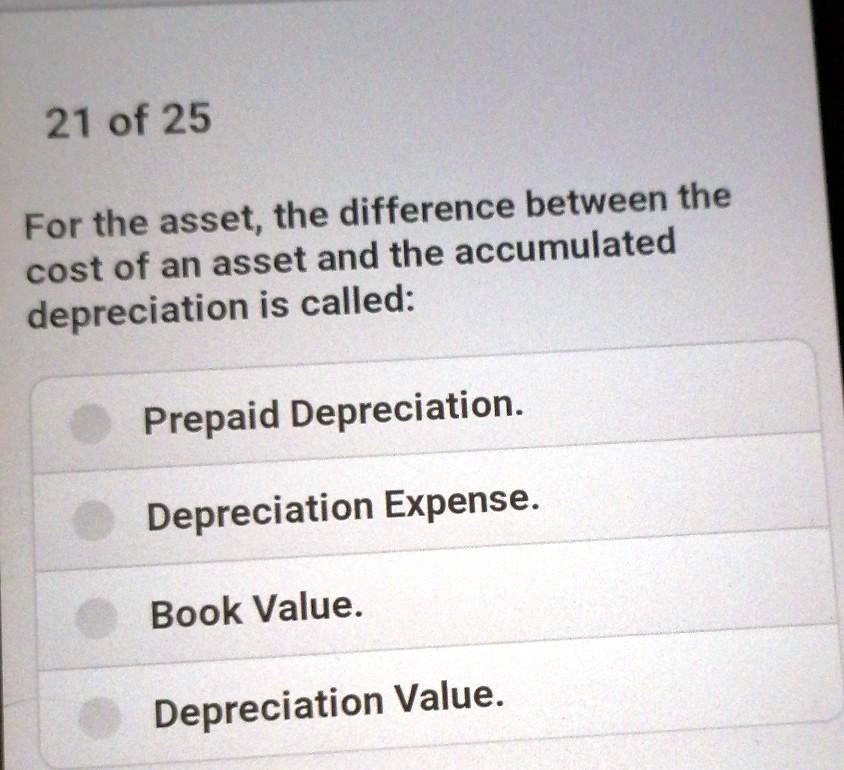 SOLVED: For the asset, the difference between the cost of an asset and ...