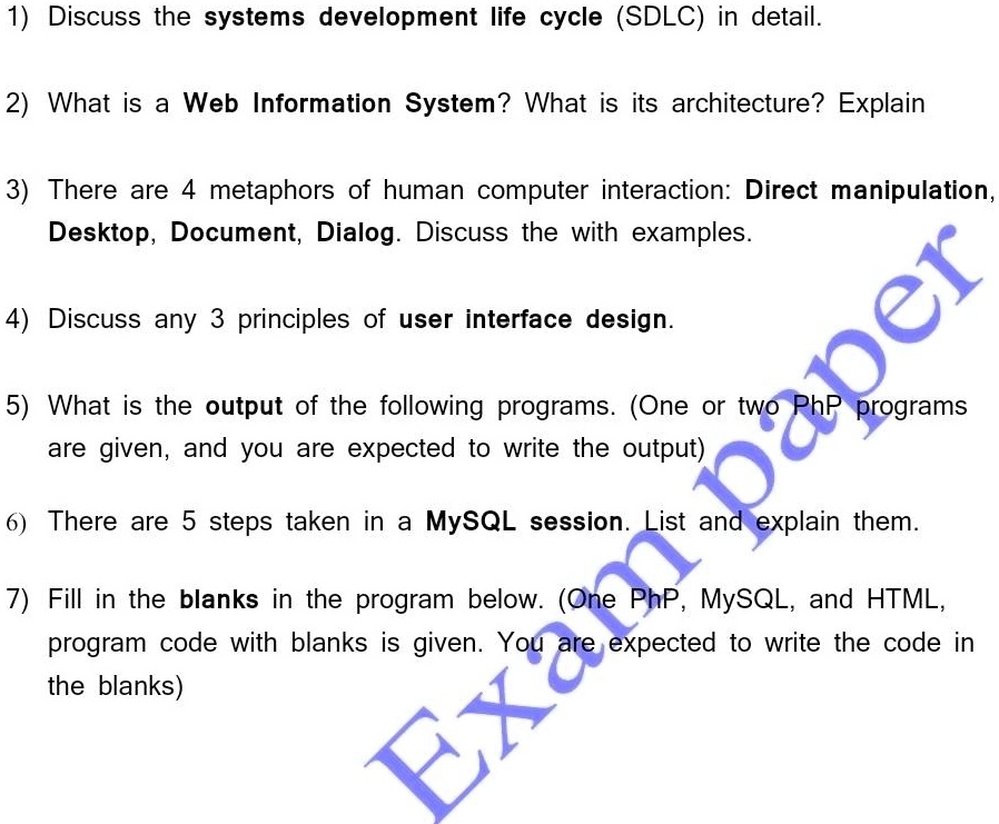 SOLVED: Texts: 1) Discuss the systems development life cycle (SDLC) in detail. 2) What is a Web ...