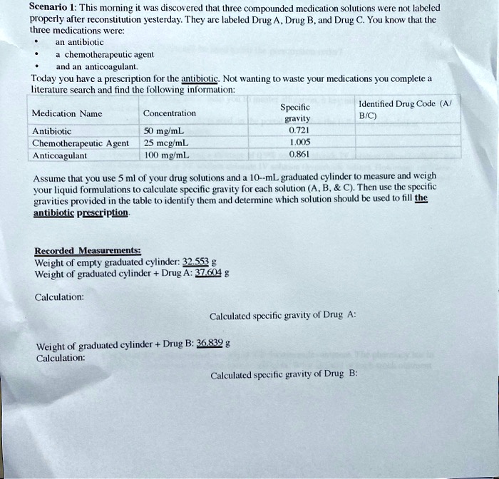 Scenario 1: This morning it was discovered that three compounded ...