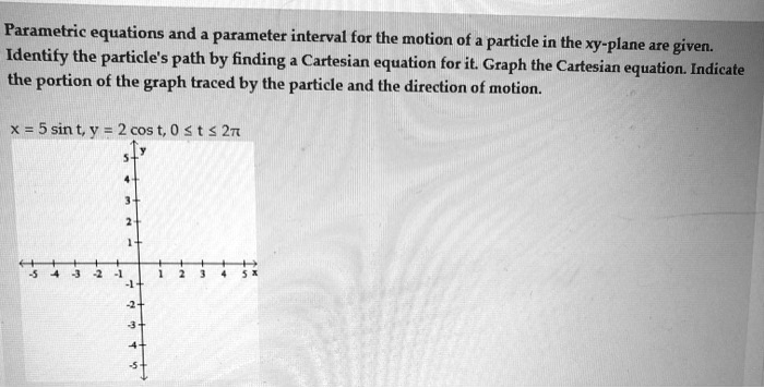 SOLVED: Parametric equations and parameter interval for the motion of a particle in the xy-plane ...