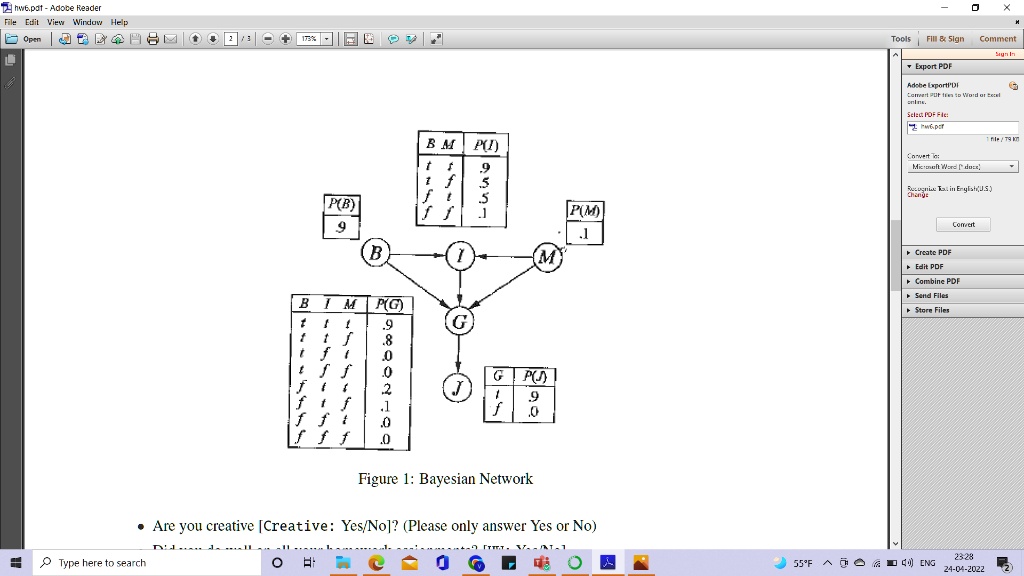 consider the bayesian network given in figure 1 answer the following a ...