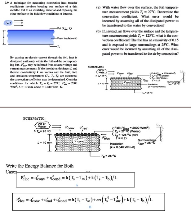 Solved 3 9 A Technique For Measuring Convection Heat Transfer Coefficients Involves Bonding One