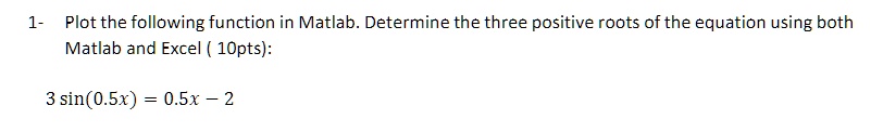 plot the following function in matlab determine the three positive ...